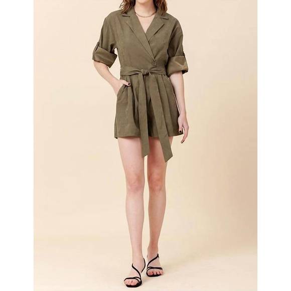 HYFVE | Pants & Jumpsuits | New Hyfve Favlux Mock Wrap Romper In Olive ...